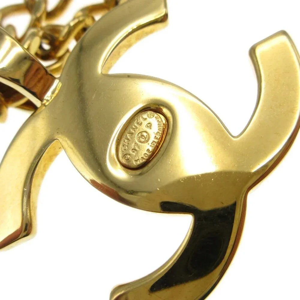 CHANEL | Jewelry | Chanel Turnlock Chain Pendant Necklace Gold 97p ...